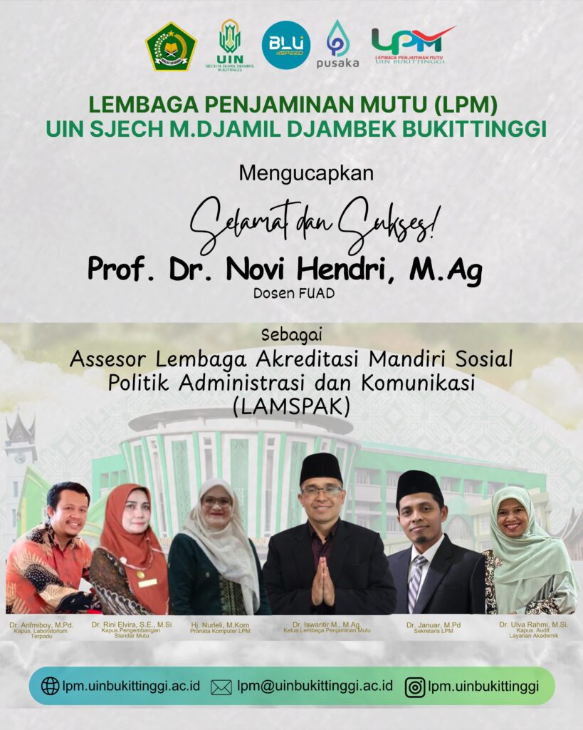 Dosen UIN Sjech M. Djamil Djambek Bukittinggi Ditunjuk Sebagai Asesor Mandiri LAM-SPAK - Lembaga ...